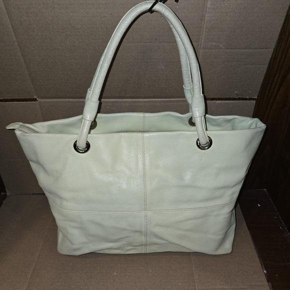 Plinio Visona | Bags | Plinio Visona Elegant Cream Leather Tote Bag ...